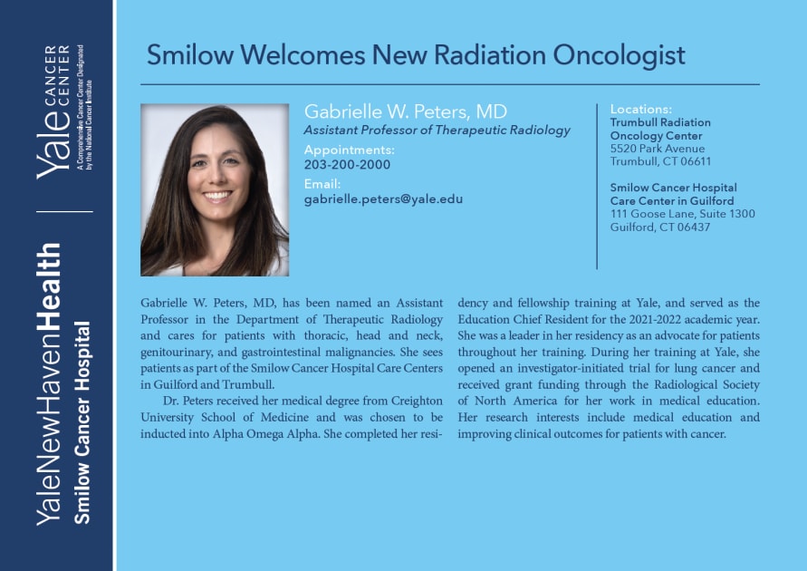 Smilow Welcomes New Radiation Oncologist