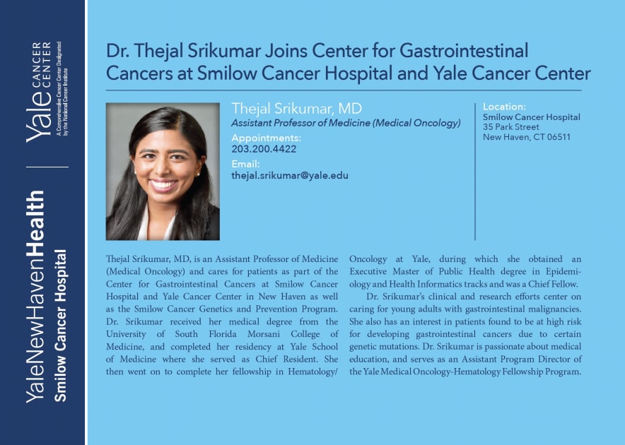 Dr. Thejal Srikumar Joins Center for Gastrointestinal Cancers at Smilow ...