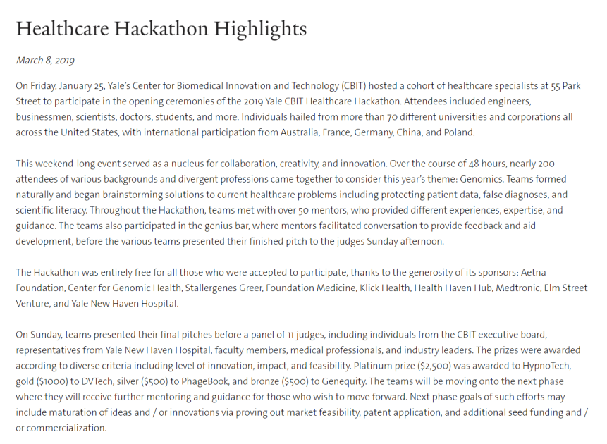 Healthcare Hackathon Highlights | Yale School of Medicine