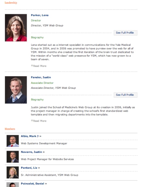 Leadership Highlight Profile Layout View