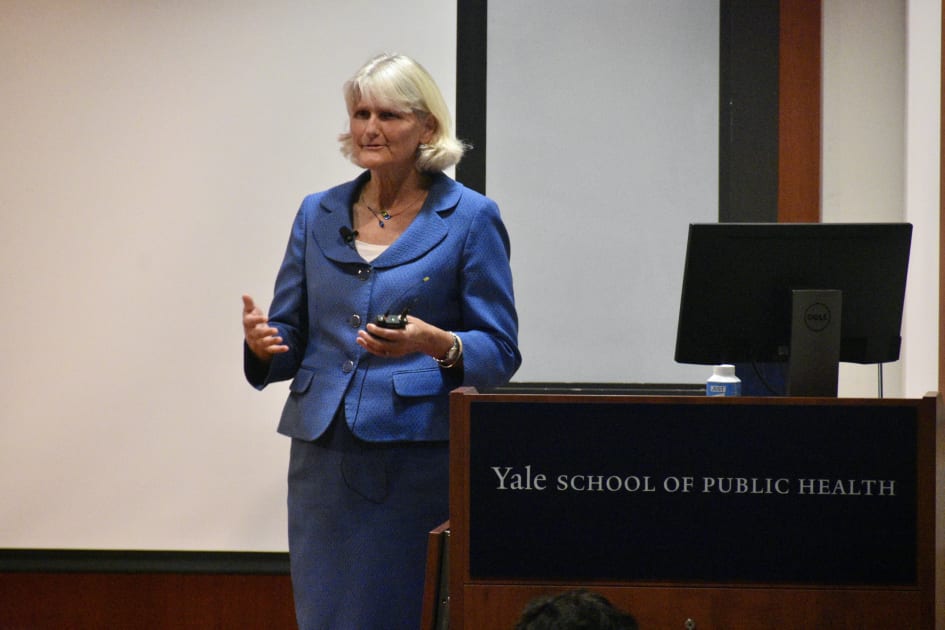 Wilbur Lucius Cross Medal recipient Elizabeth Bradley presents YSPH ...