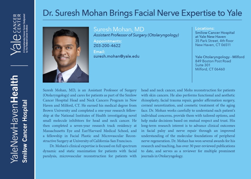 Dr. Suresh Mohan Brings Facial Nerve Expertise to Yale